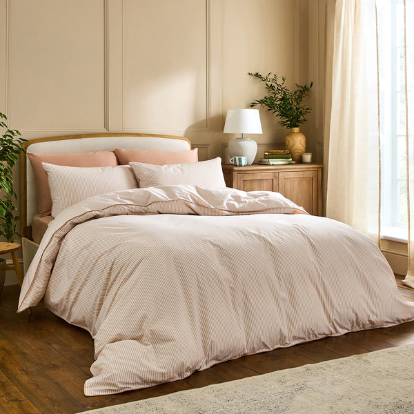 Clay Pink Striped Bedding Set – Dip & Doze