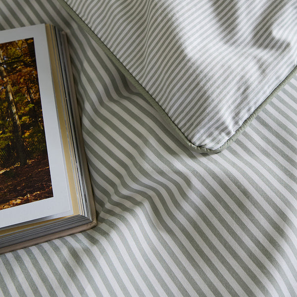 Sage Green Striped Duvet Cover – Dip & Doze