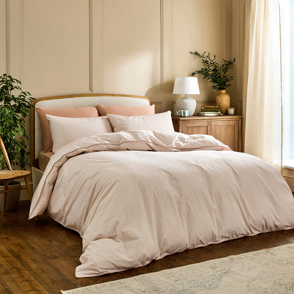 Clay Pink Striped Bedding Set – Dip & Doze