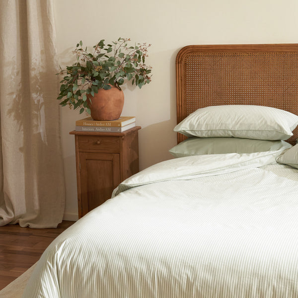Sage Green Striped Duvet Cover – Dip & Doze