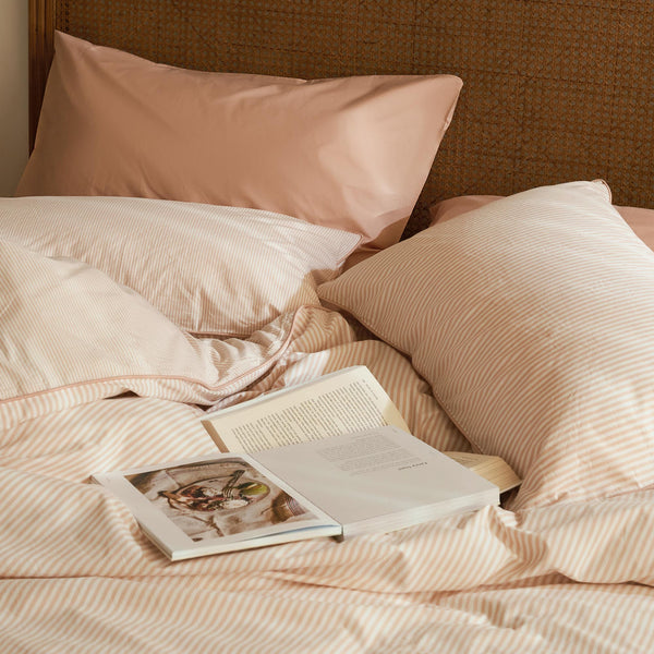 Clay Pink Striped Bedding Set – Dip & Doze